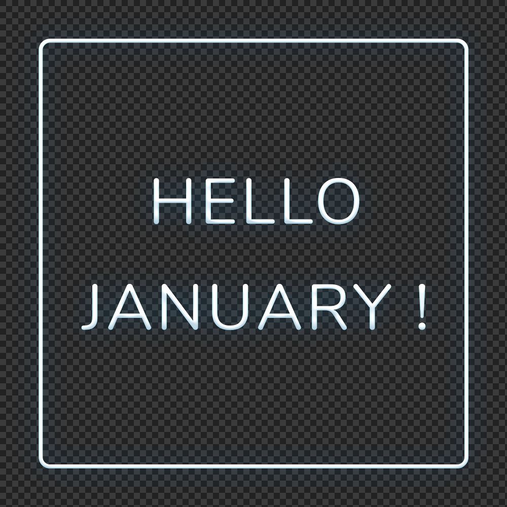 Frame Hello January! png neon | Free PNG - rawpixel