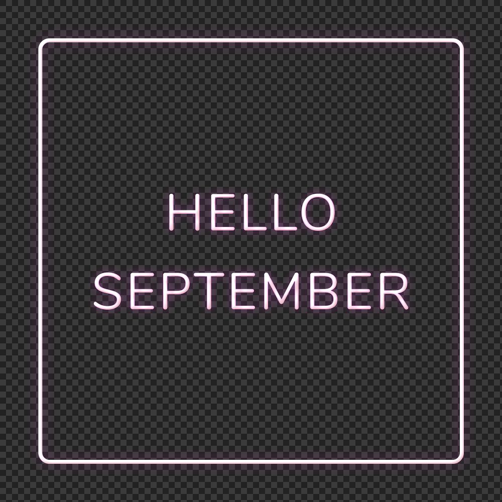 Neon frame Hello September png | Premium PNG - rawpixel