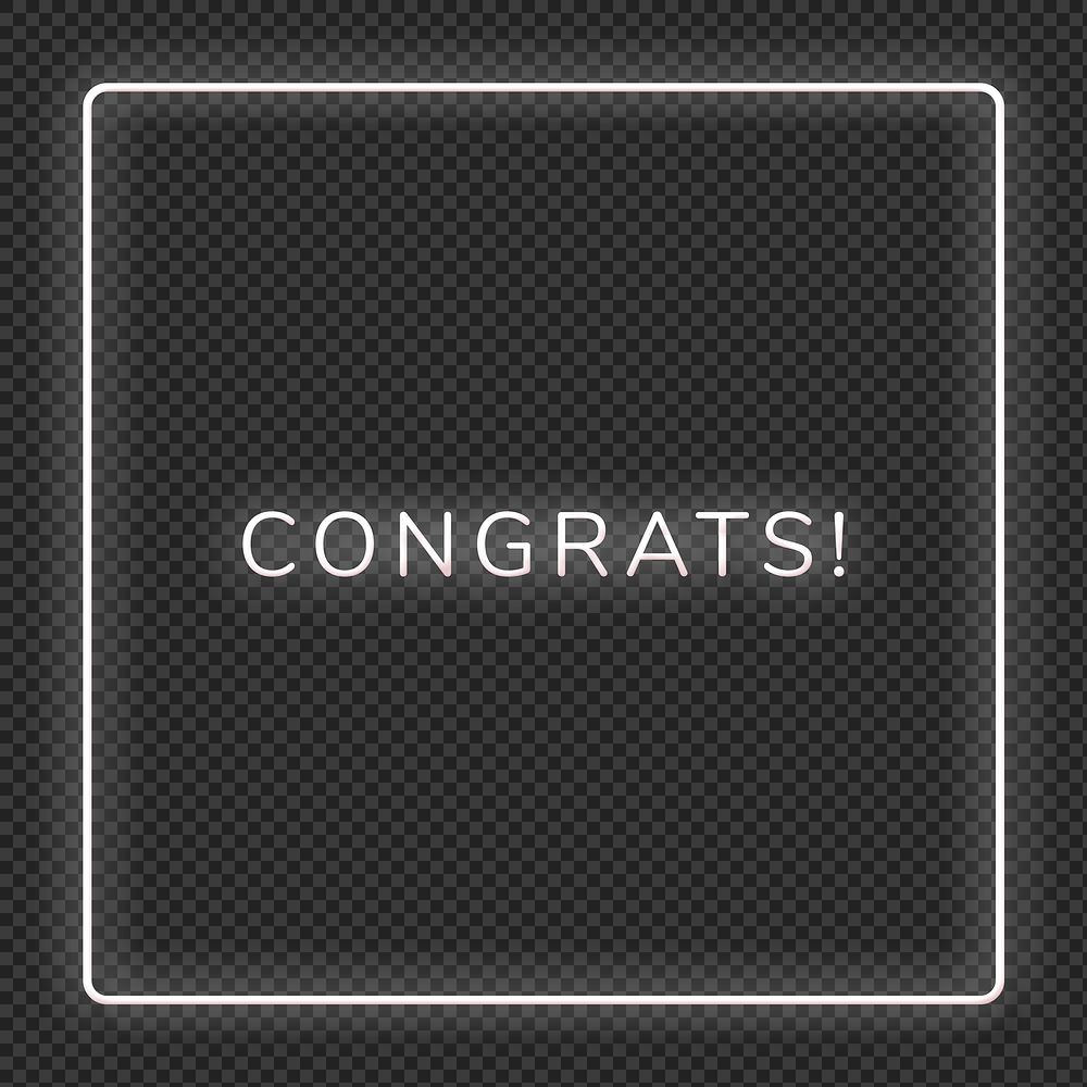 Glowing congrats white neon typography | Free PNG - rawpixel