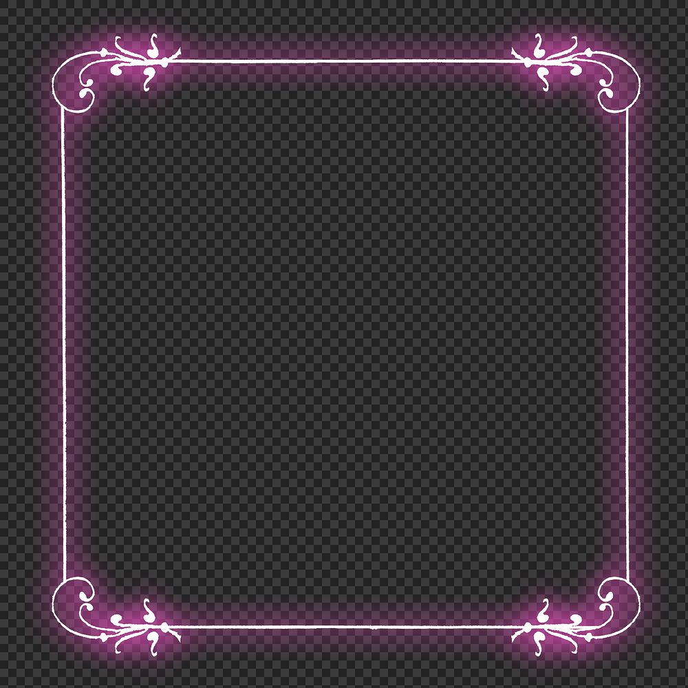 Neon purple filigree frame png | Premium PNG - rawpixel