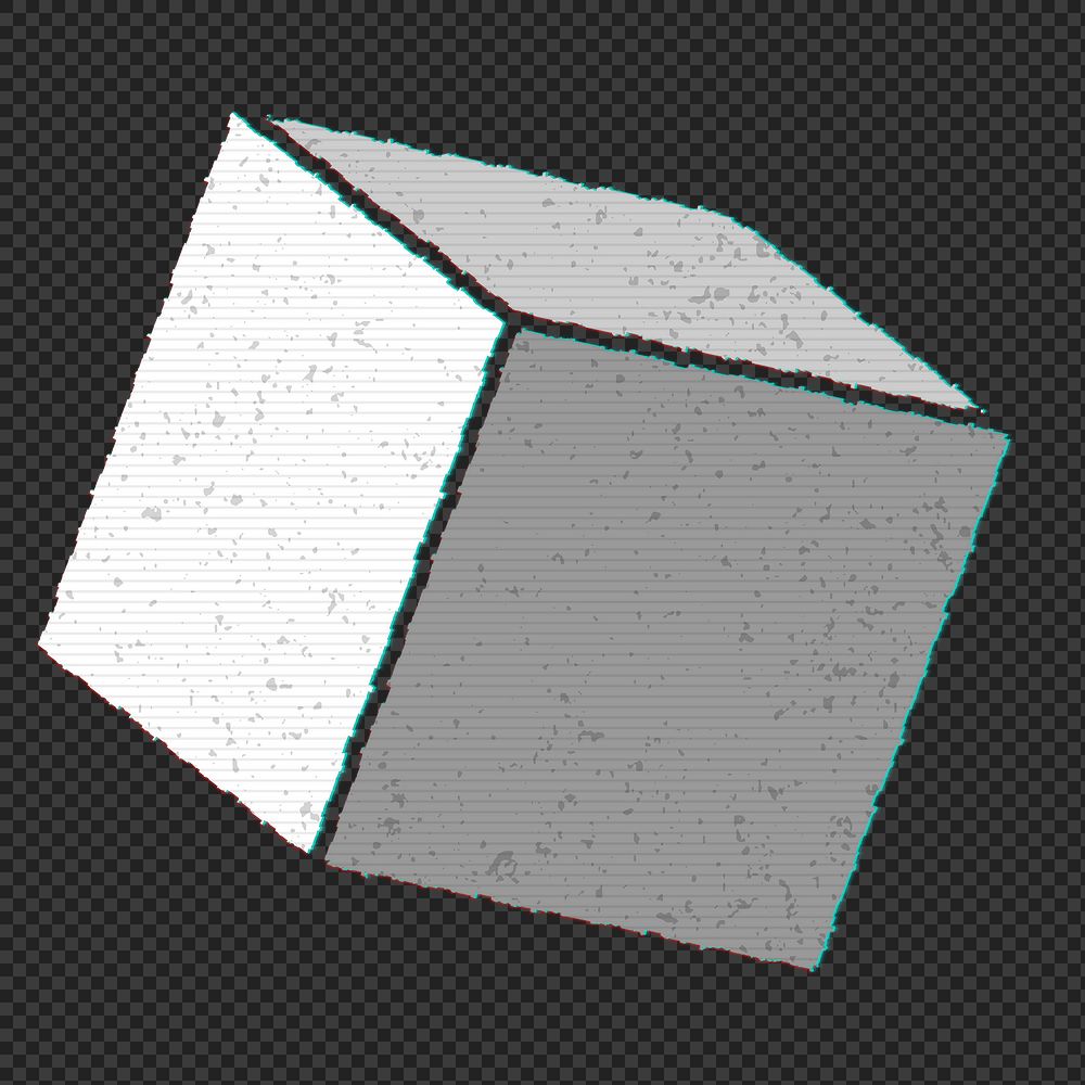 Gray 3D geometric cube glitch | Premium PNG Sticker - rawpixel