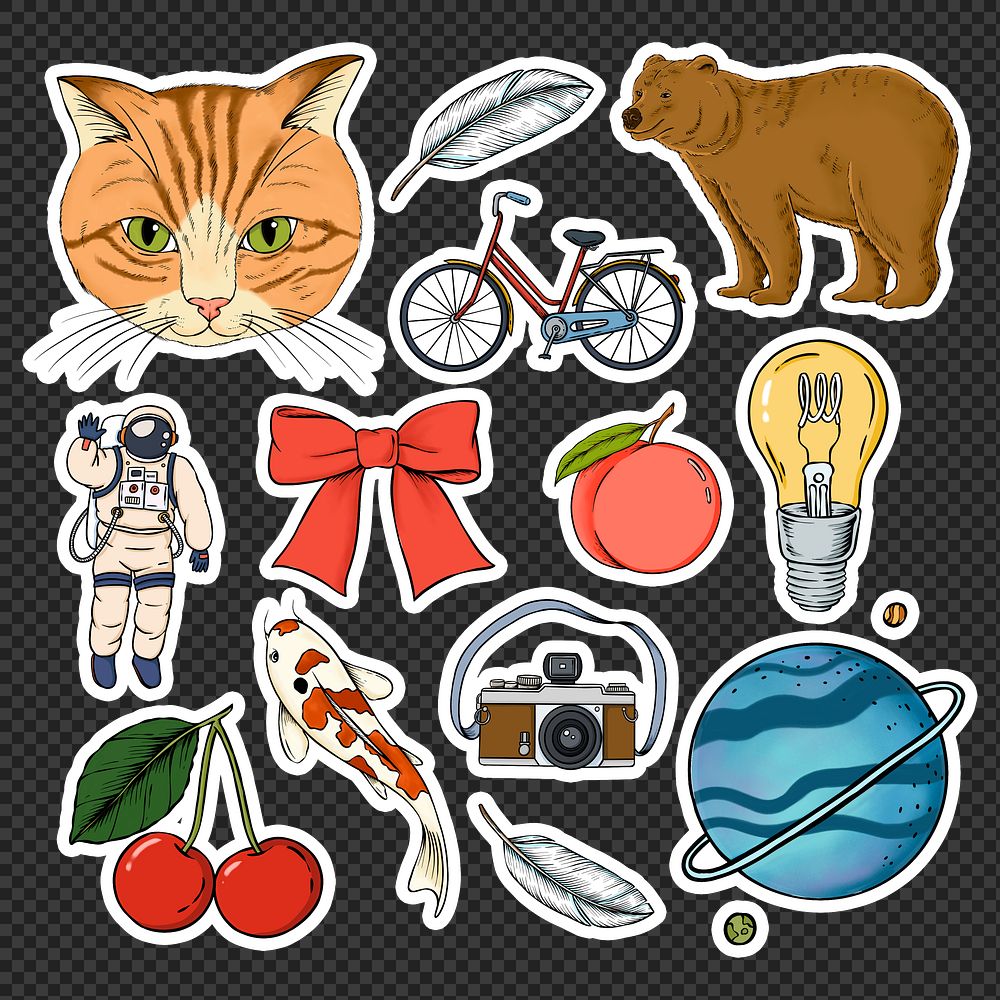 Colorful mix stickers set design | Premium PNG - rawpixel