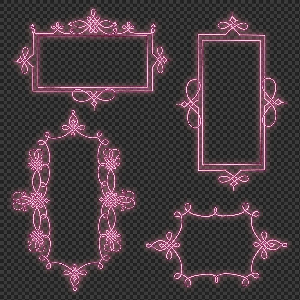 Pink filigree frame set png, | Premium PNG - rawpixel