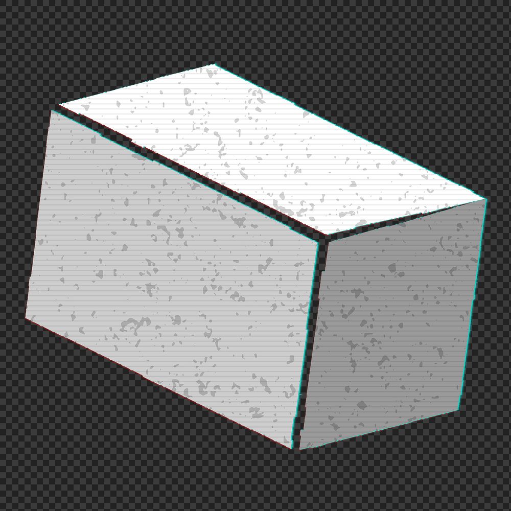 Gray geometric cuboid with glitch | Free PNG Sticker - rawpixel