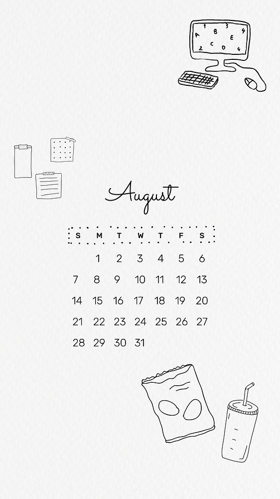 2022 August calendar template, iPhone | Free Vector Template - rawpixel