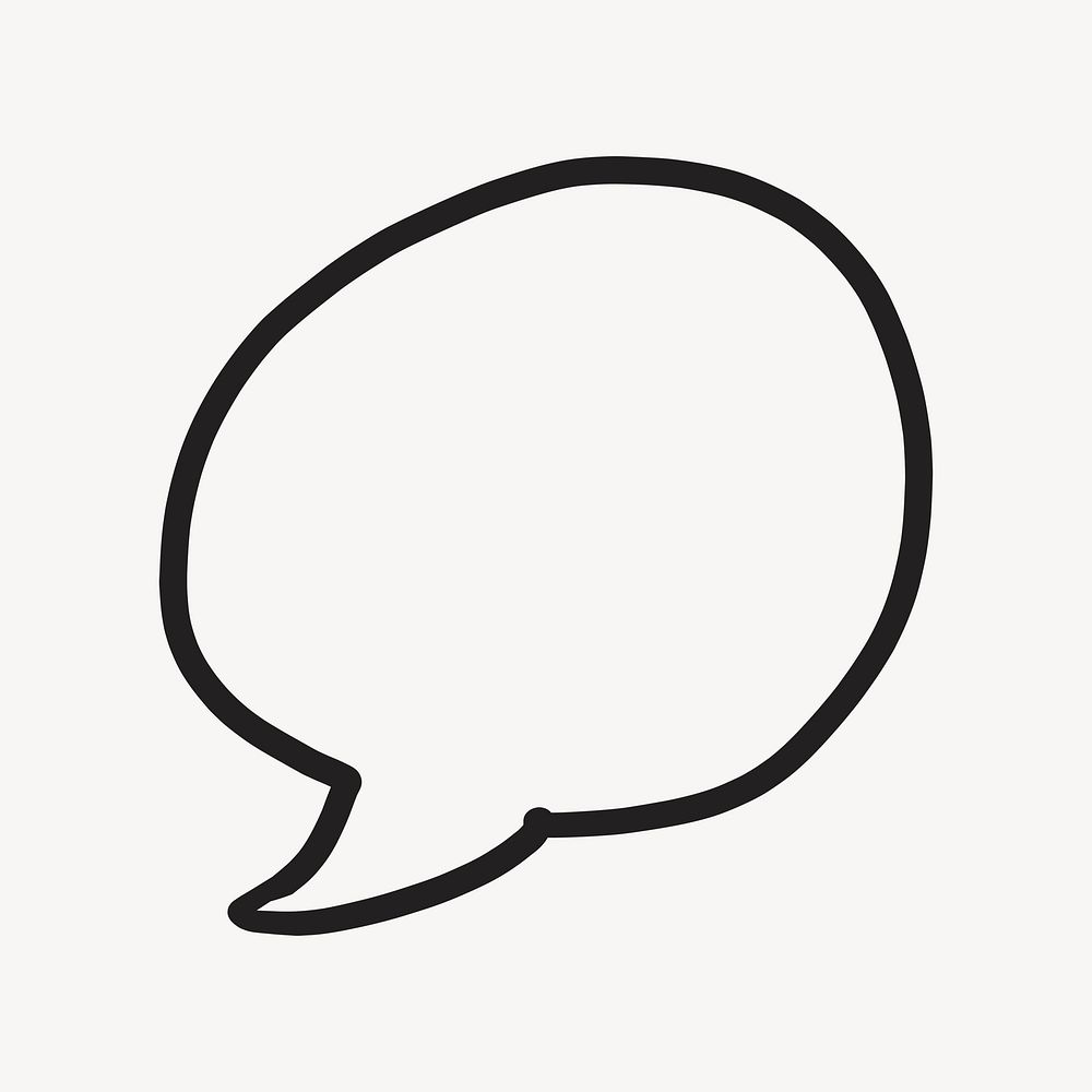 Round speech bubble, doodle clipart | Free PSD - rawpixel