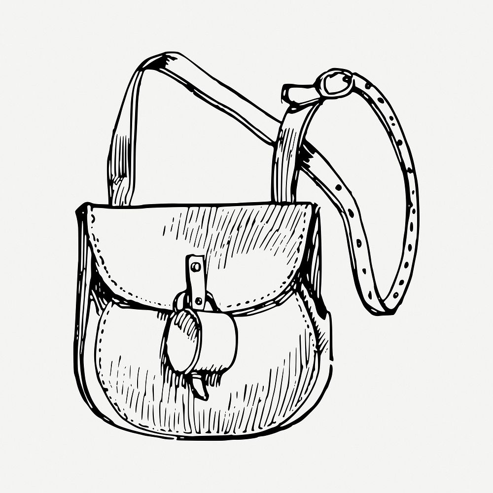 Leather pouch drawing, vintage object | Free PSD - rawpixel