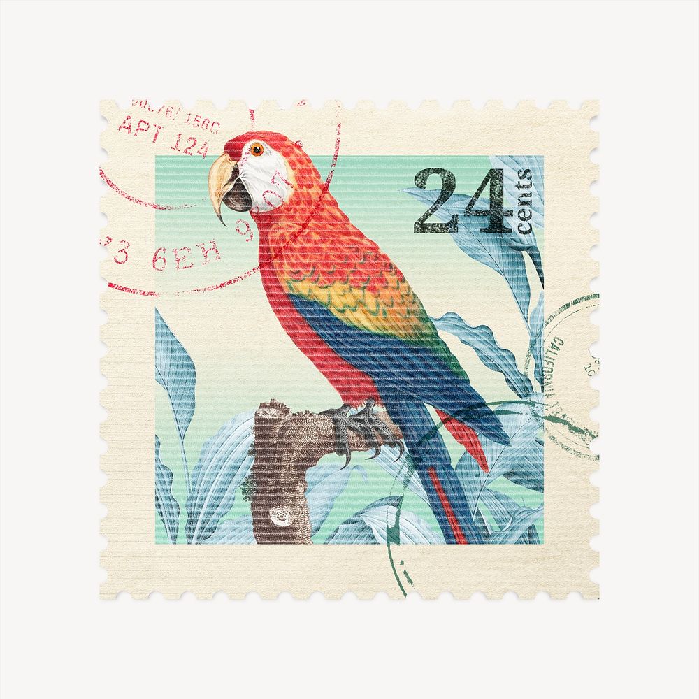 Parrot postage stamp graphic | Free Photo - rawpixel
