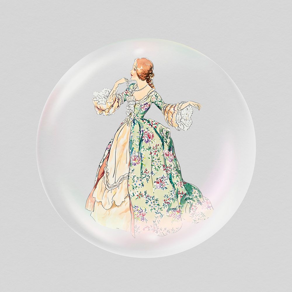 Victorian woman bubble sticker, vintage | Free PSD - rawpixel