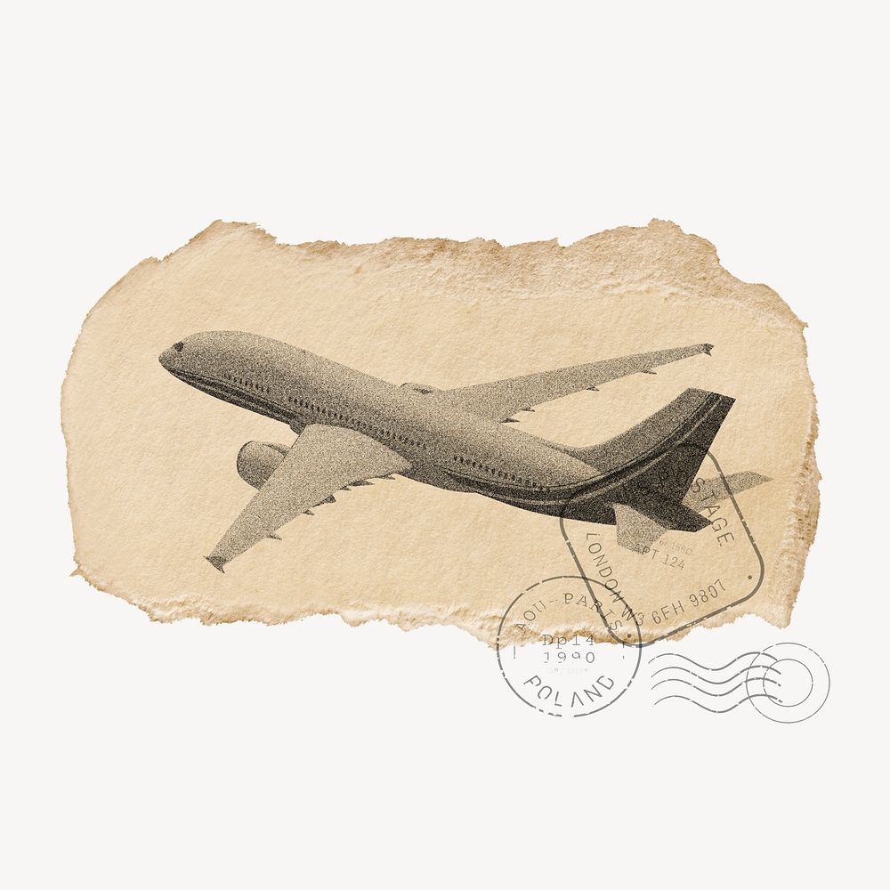 Airplane collage element, ripped paper | Premium PSD - rawpixel
