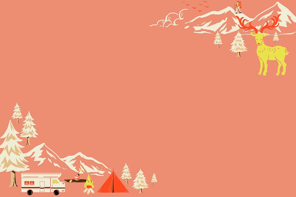 Camping trip border psd with tourist | Free PSD - rawpixel