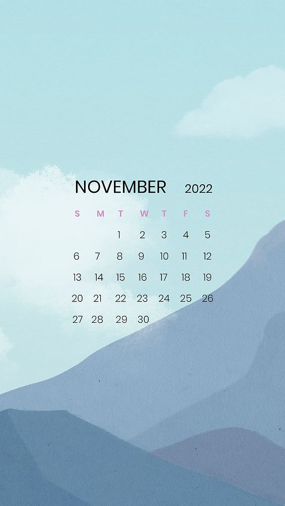 Mountain abstract November monthly calendar | Free Photo - rawpixel