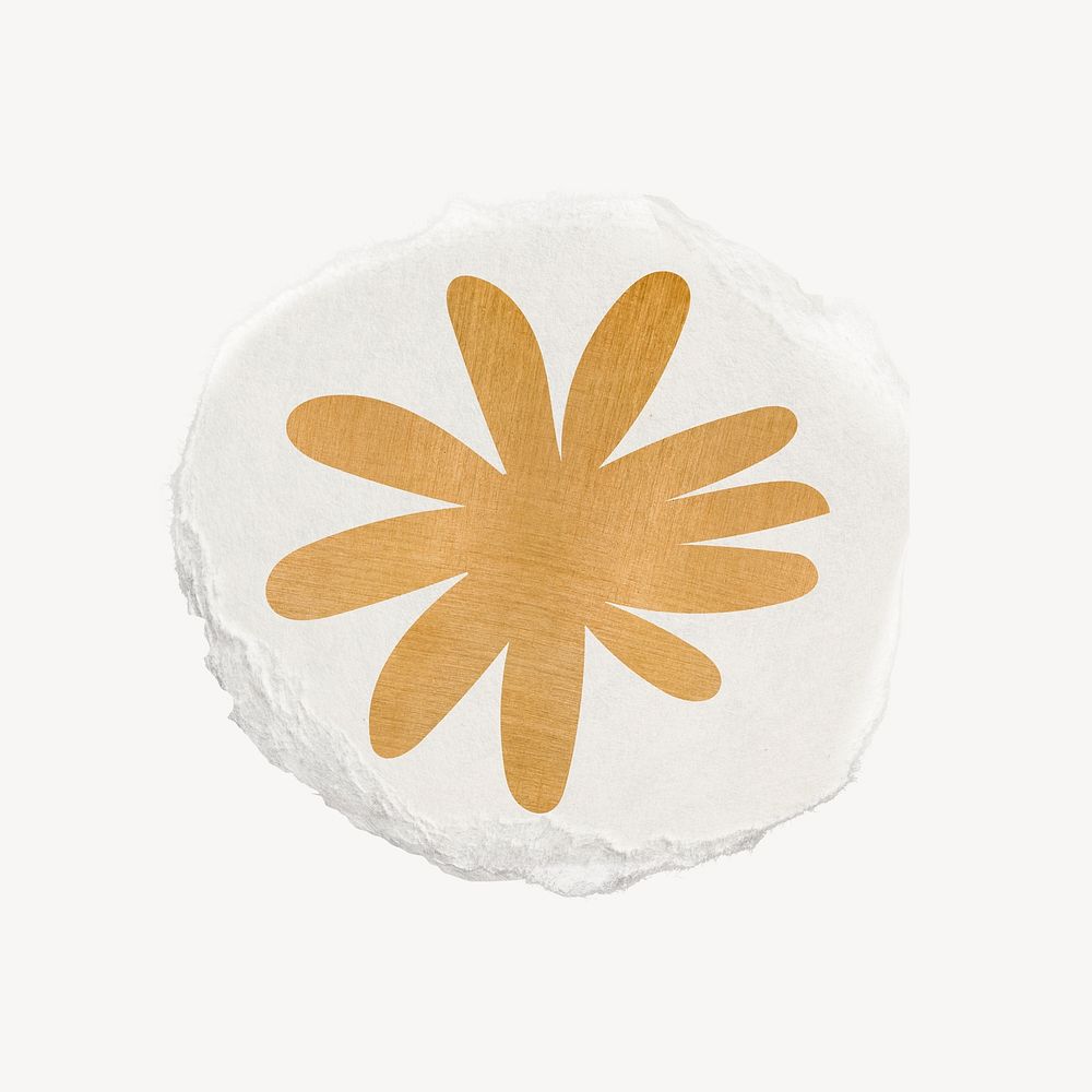 Gold flower sticker, ripped paper, | Free PSD - rawpixel