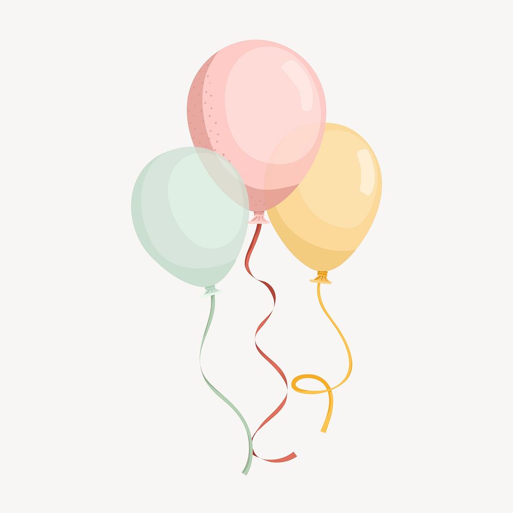 Balloons collage element, cute cartoon | Free Vector Illustration ...