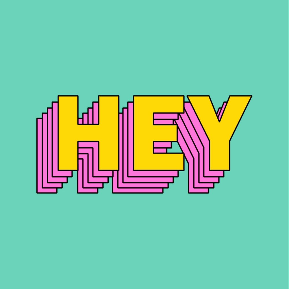 Retro layered hey word typography | Free Photo - rawpixel