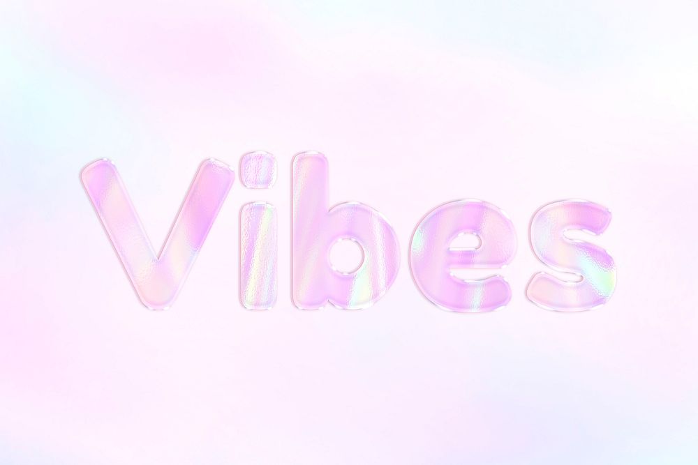 Pastel pink vibes text holographic | Free Photo - rawpixel