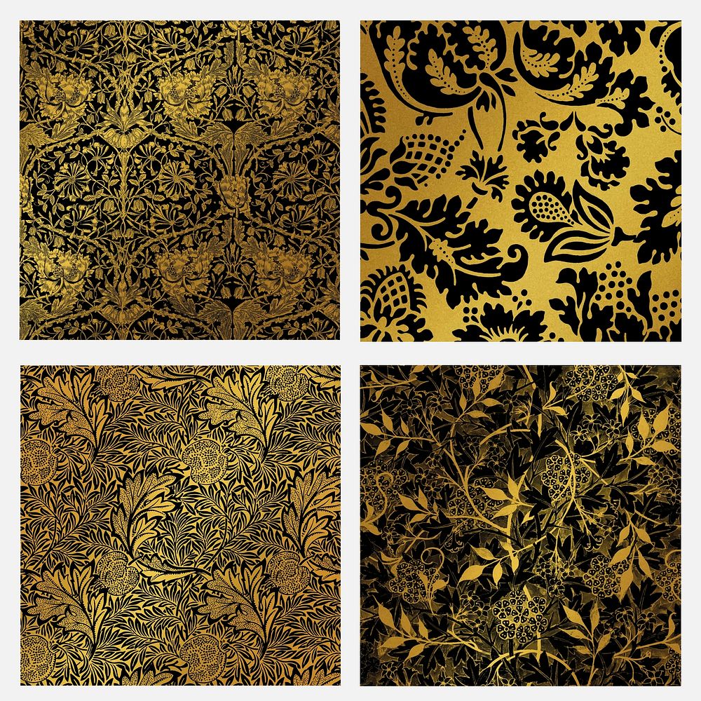 Vintage floral pattern vector set | Premium Vector - rawpixel
