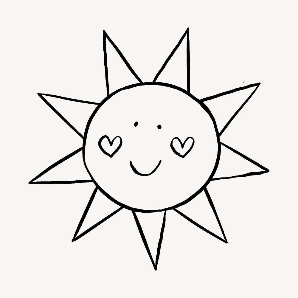 Cute sunshine doodle, collage element, | Free PSD - rawpixel