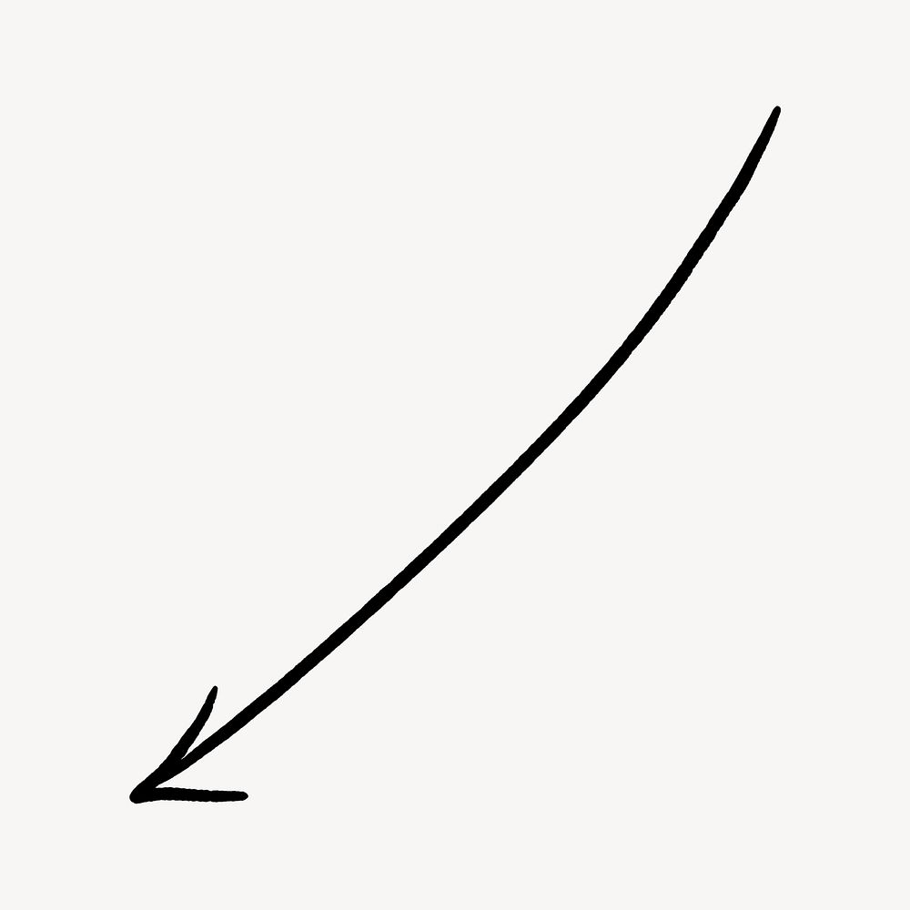 Left arrow doodle, collage element, | Free PSD - rawpixel