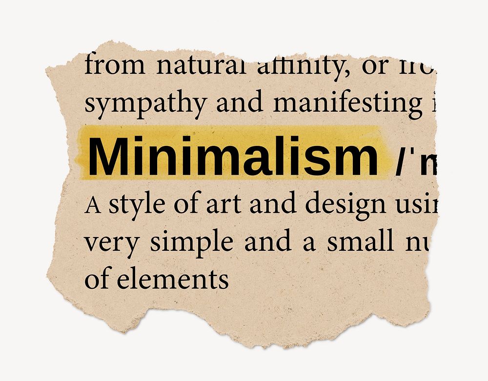 Minimalism definition, ripped dictionary word, | Free Photo - rawpixel