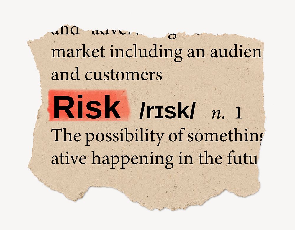 Risk definition, ripped dictionary word, | Free Photo - rawpixel
