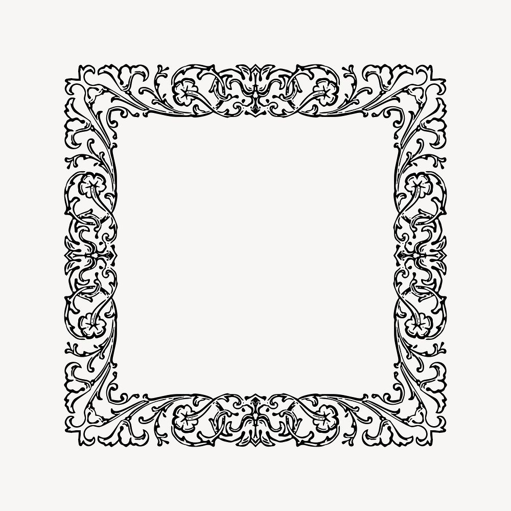 Floral ornate frame drawing, vintage | Free Vector - rawpixel