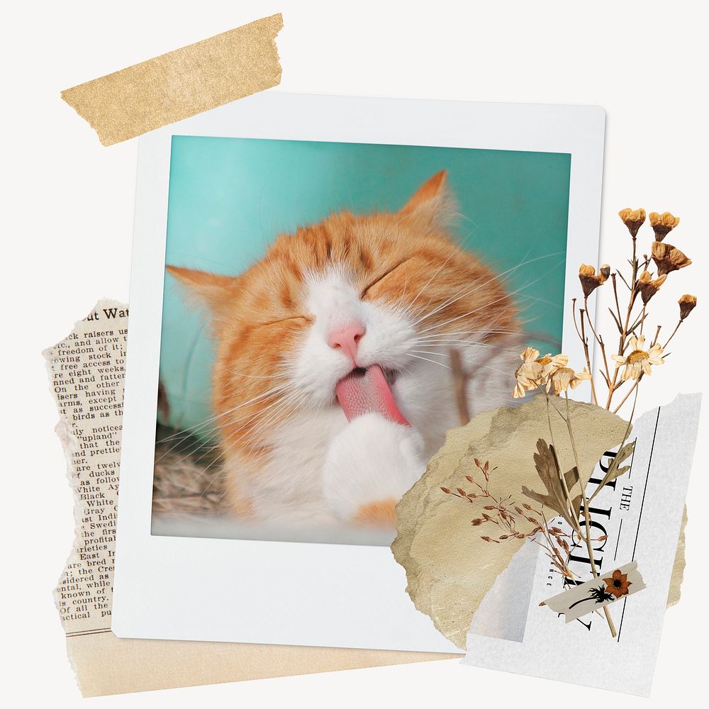 Cute cat instant film frame, | Free Photo - rawpixel