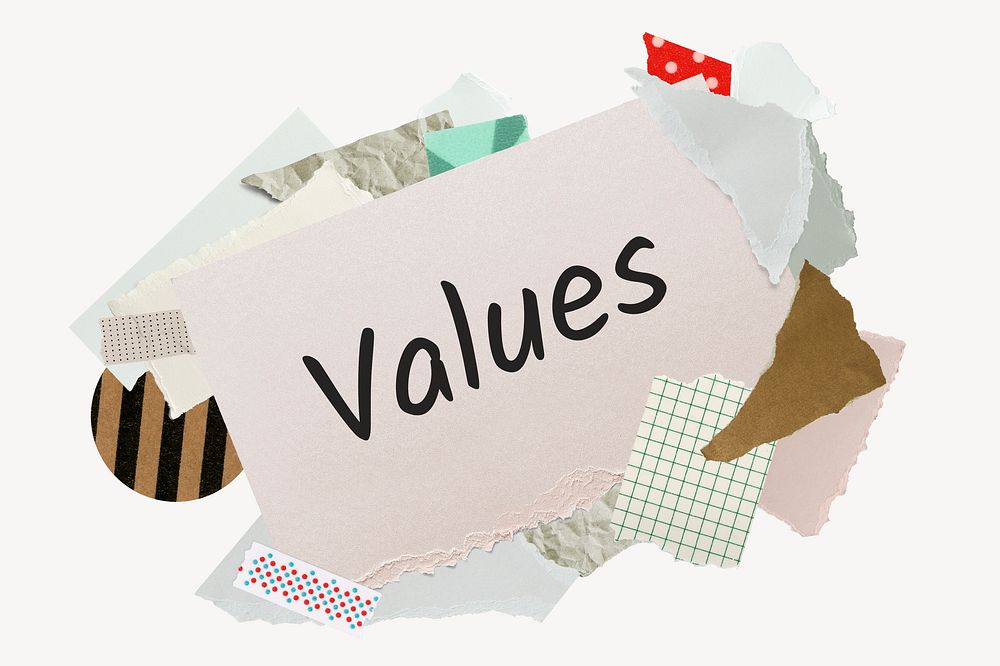Values word, aesthetic paper collage | Free Photo - rawpixel