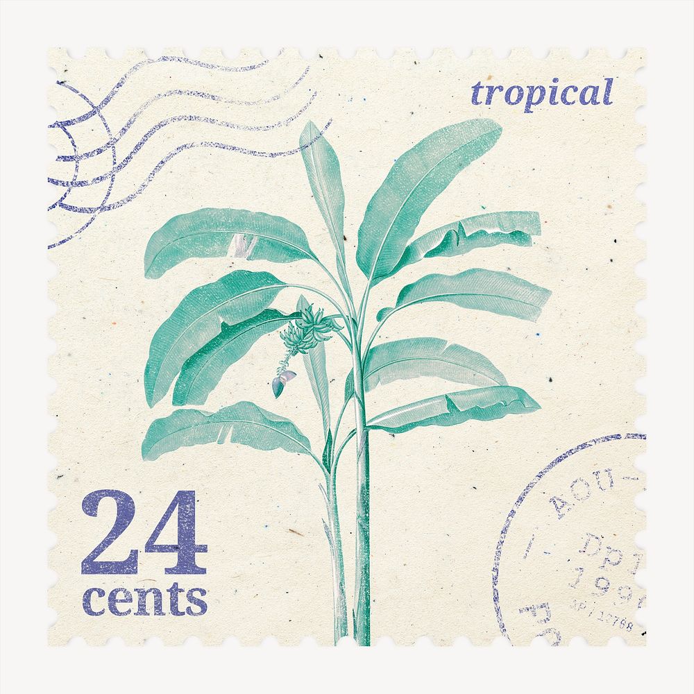 Vintage banana tree postage stamp, | Premium PSD - rawpixel
