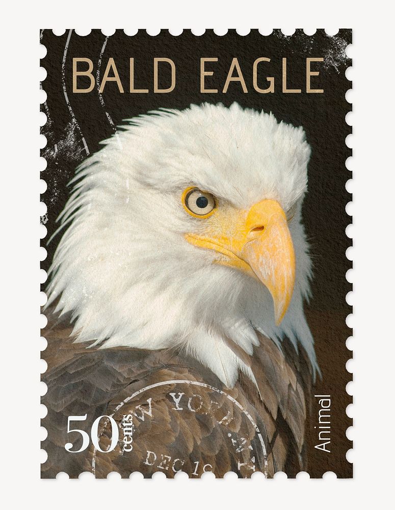 Bald eagle postage stamp, animal | Free PSD - rawpixel