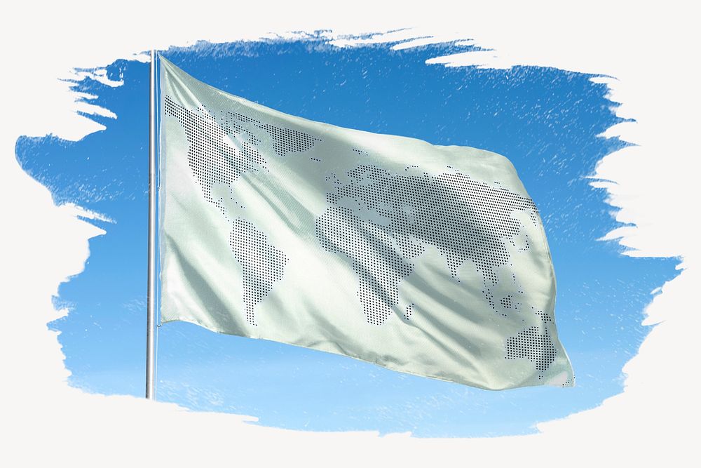 Waving world map flag, brush | Free Photo - rawpixel