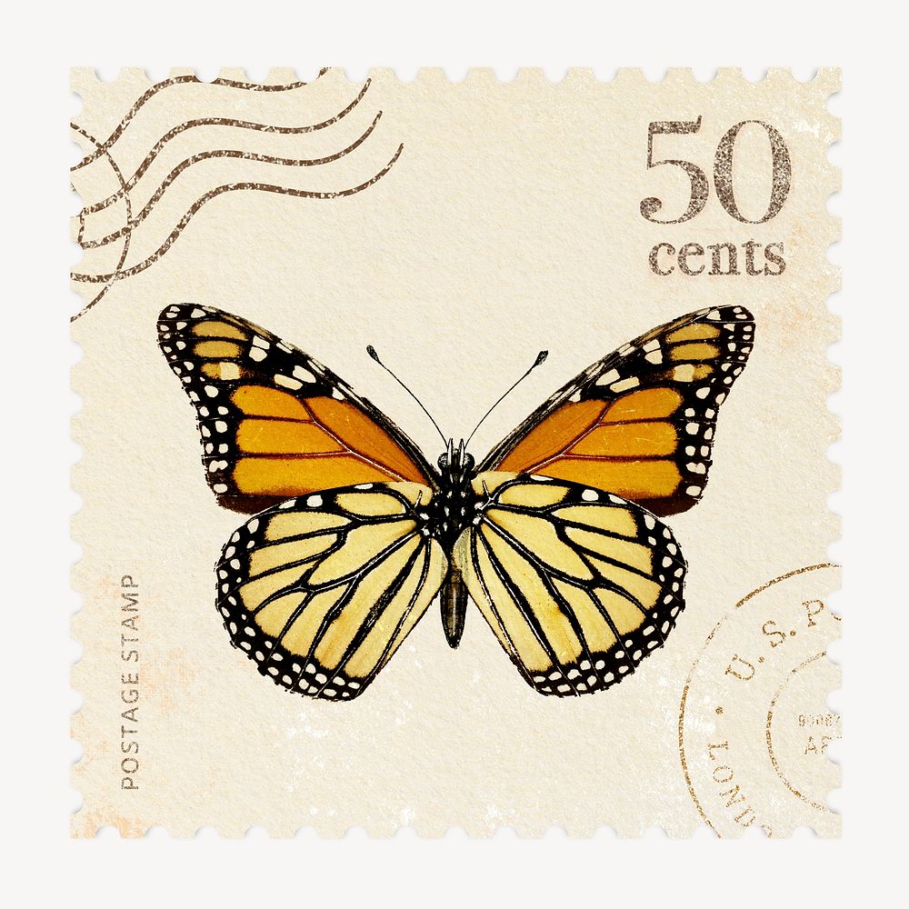 Butterfly postage stamp, vintage illustration | Free Photo - rawpixel