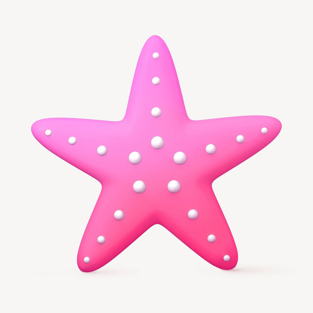 Pink starfish collage element, 3D | Free PSD Illustration - rawpixel