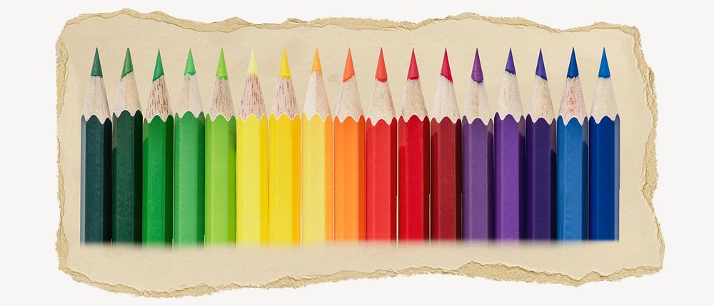 Colored pencils, ripped paper collage | Free Photo - rawpixel