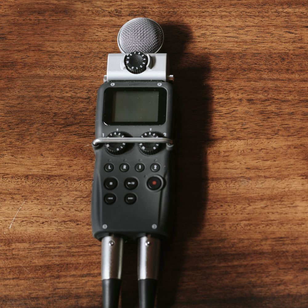 Portable sound recorder on a wooden | Premium Photo - rawpixel