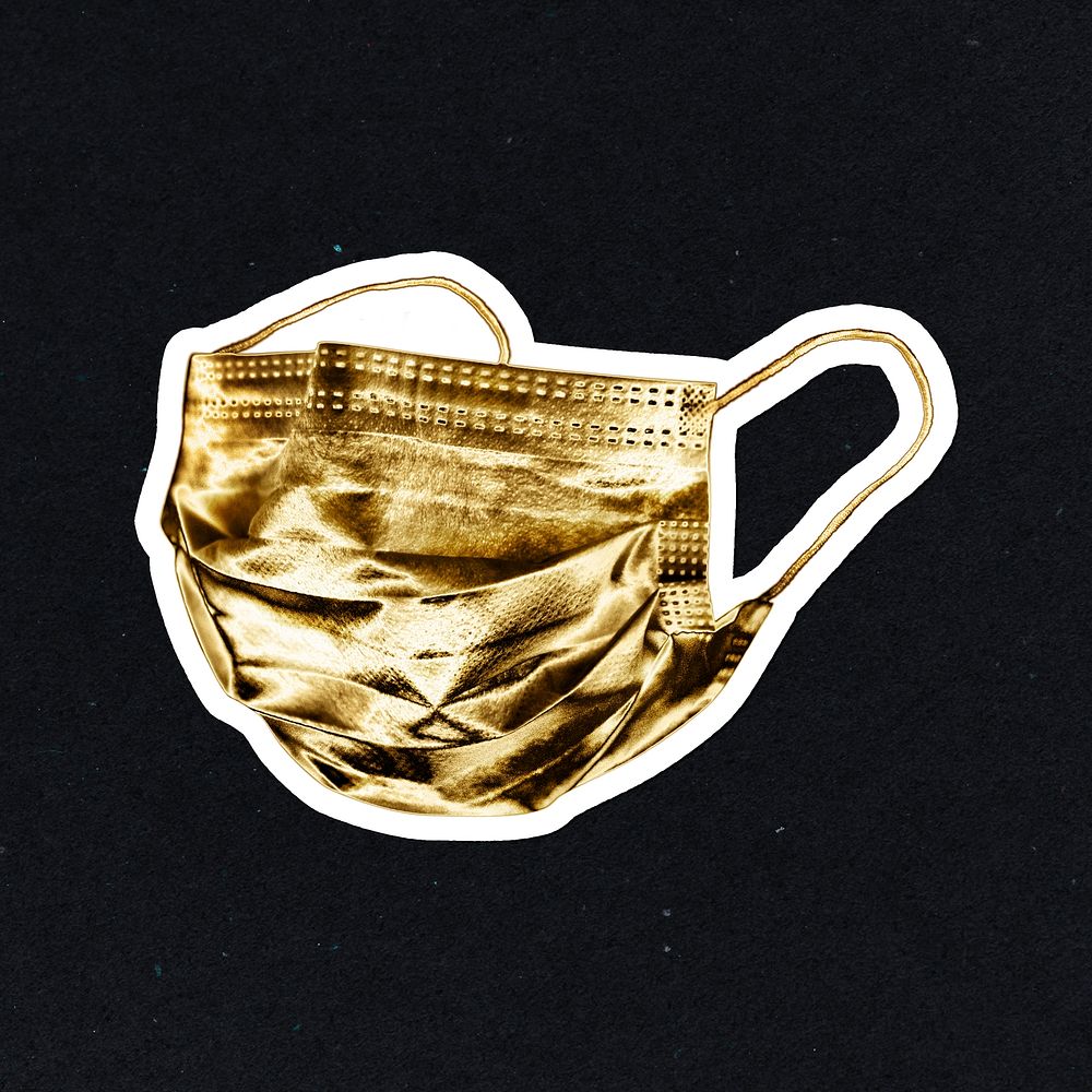 Gold face mask sticker with a white | Free PSD - rawpixel