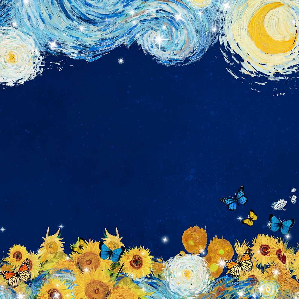 Starry Night border background, Van | Premium Vector - rawpixel