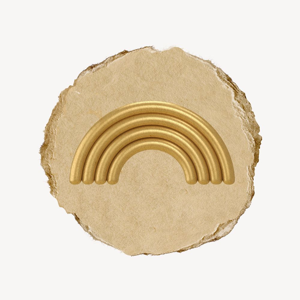 Gold rainbow icon sticker, ripped | Premium Icons - rawpixel