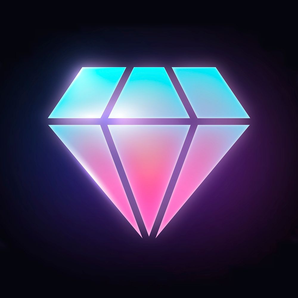 Diamond shape icon, neon glow | Free Icons - rawpixel