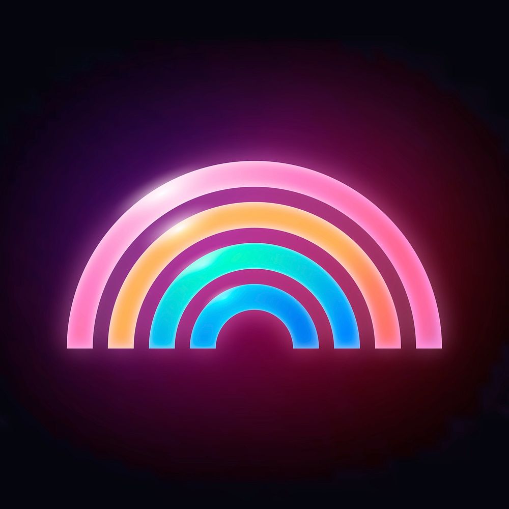 Rainbow icon, neon glow design | Free Icons - rawpixel