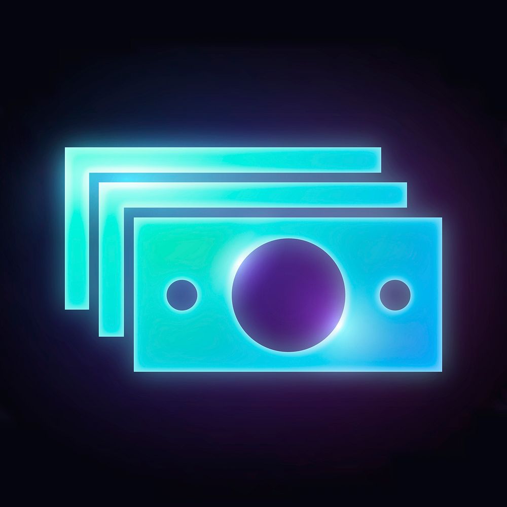 Dollar bills icon, neon glow | Free Icons - rawpixel
