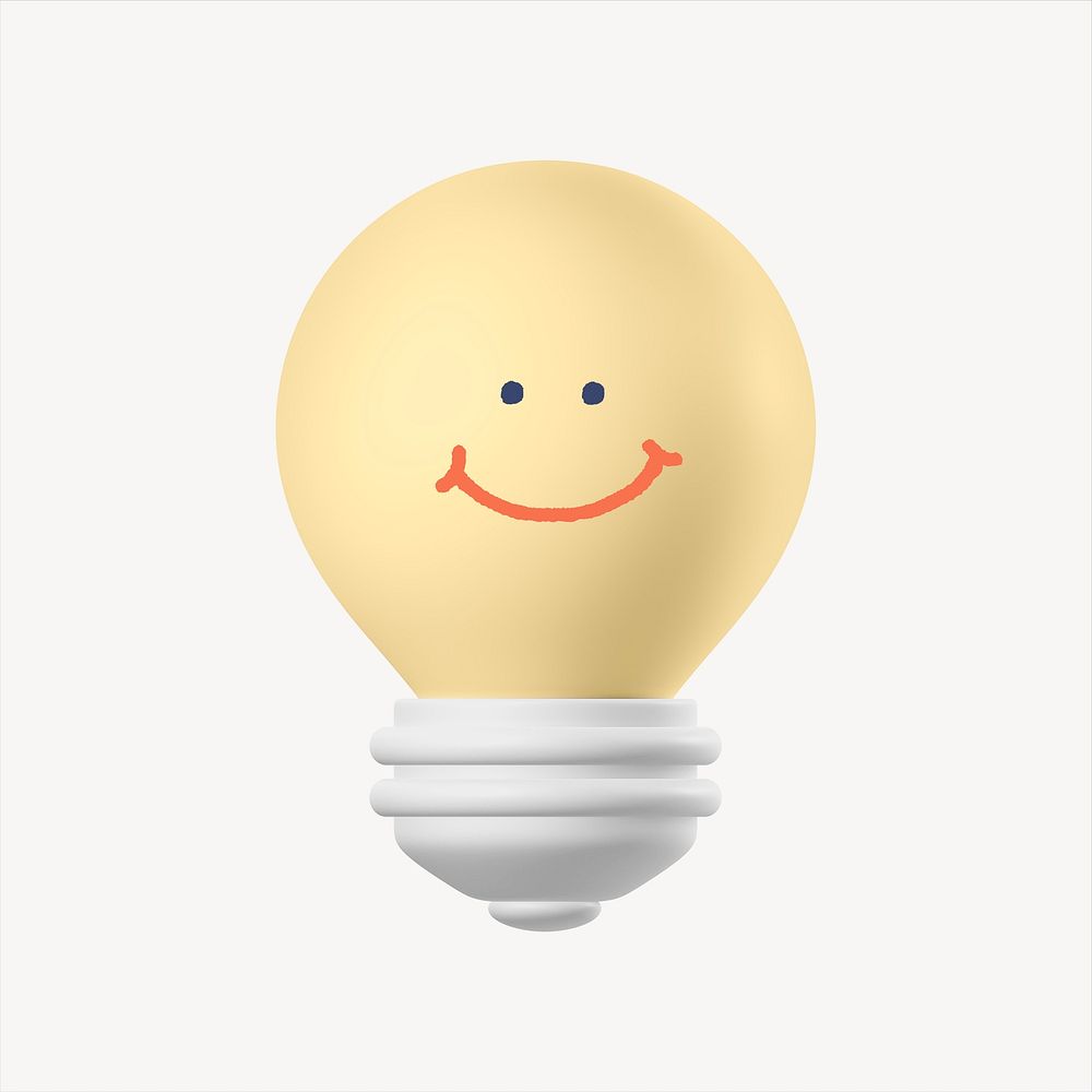 Smiling light bulb, 3D emoticon | Free Photo Illustration - rawpixel
