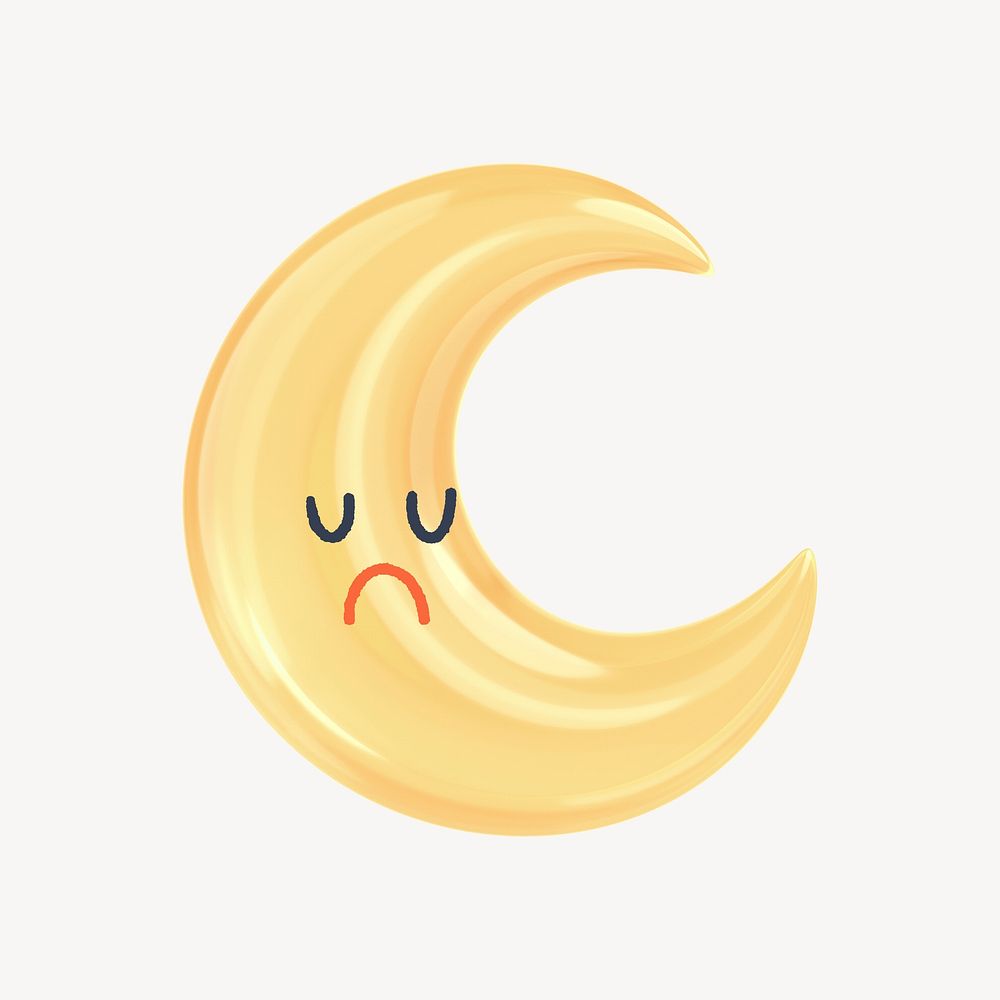 Sad crescent moon 3D sticker, | Premium PSD Illustration - rawpixel