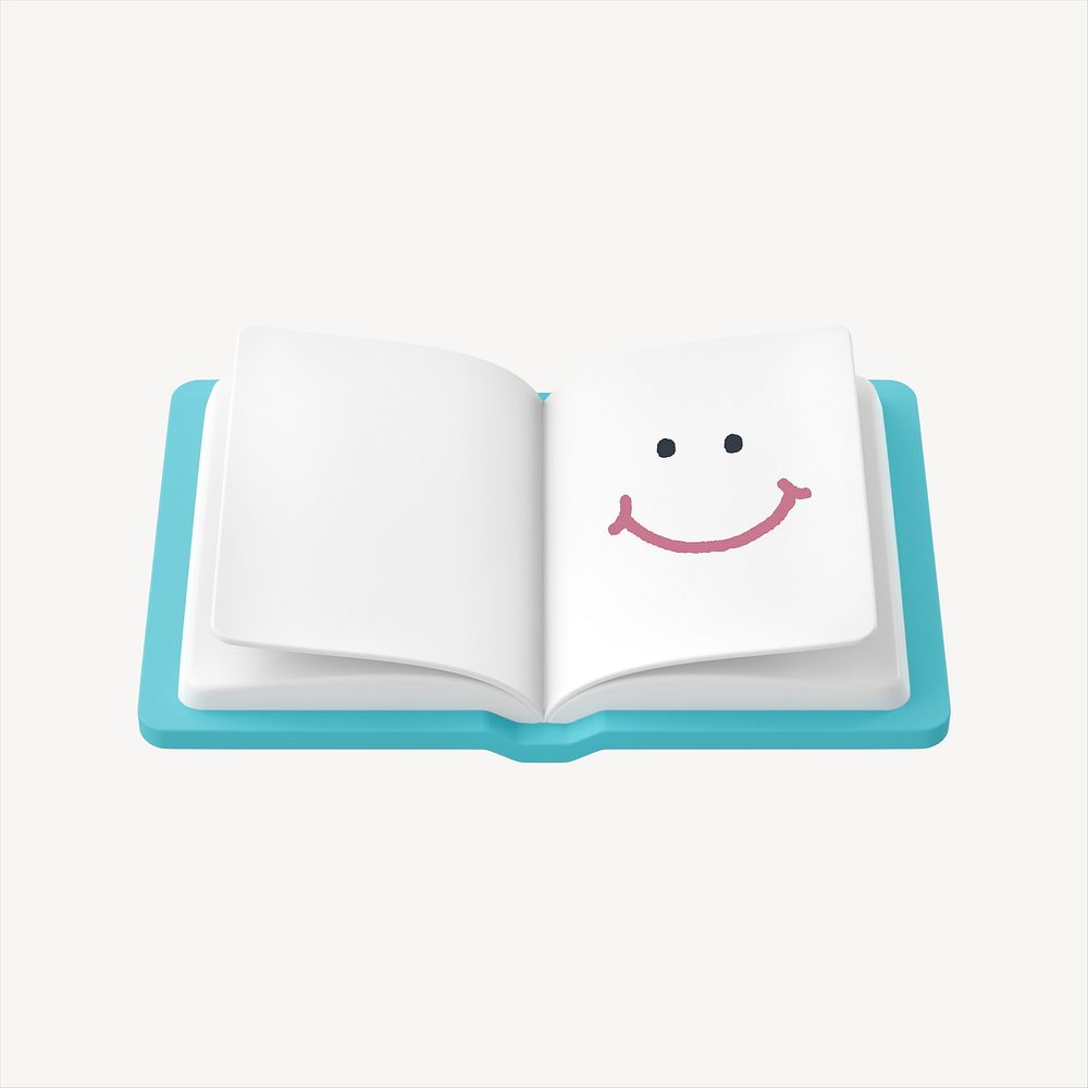 Smiling book, 3D emoticon illustration | Free Photo Illustration - rawpixel