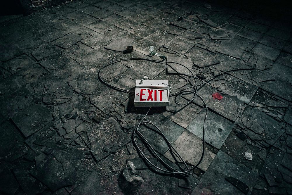 Abandoned building with exit sign | Free Photo - rawpixel