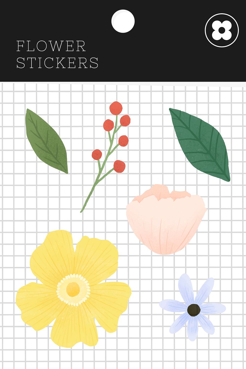Flower stickers package vector | Premium Vector - rawpixel