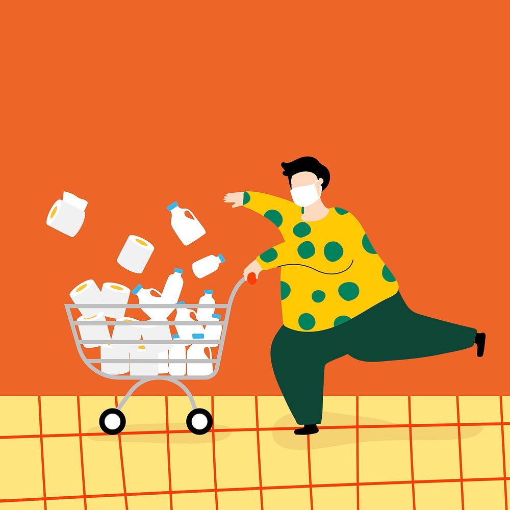 Man hoarding food and tissue | Free Vector Illustration - rawpixel