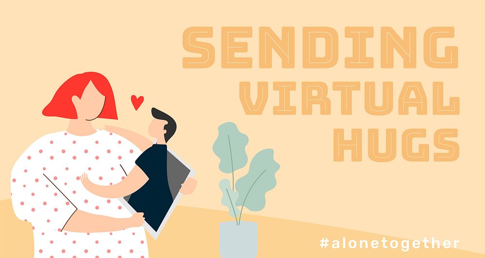 Couple sending virtual hugs during the coronavirus | Free Vector - rawpixel