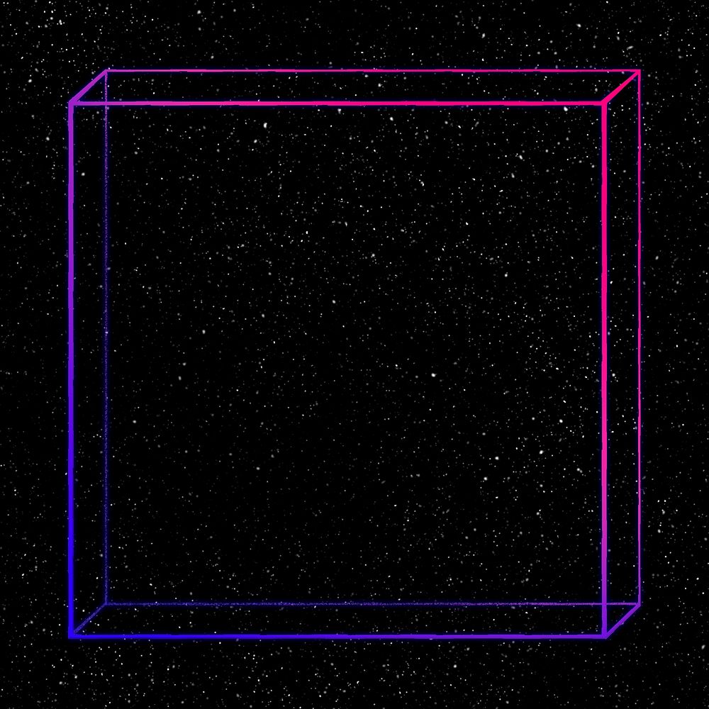 3D flat cuboid outline in neon | Free PSD - rawpixel