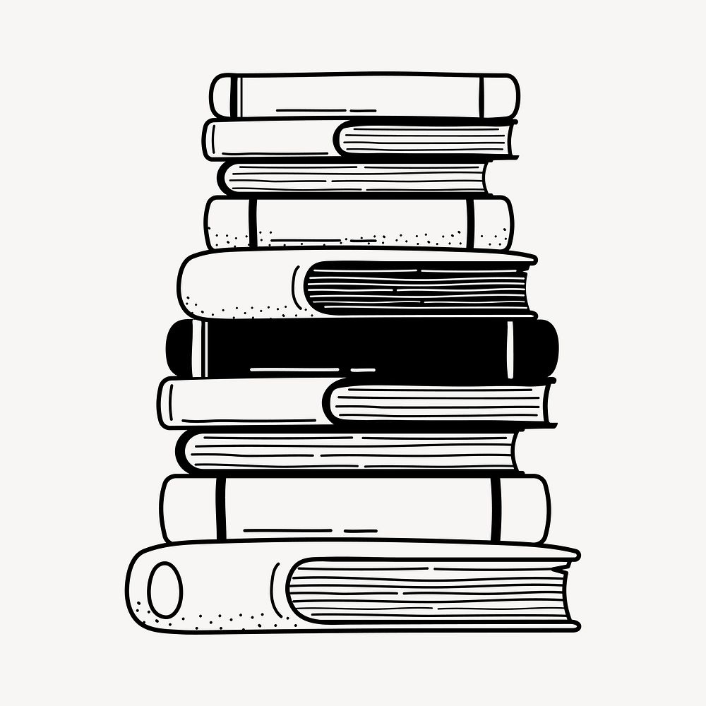 Book stack doodle collage element, | Free Vector Illustration - rawpixel